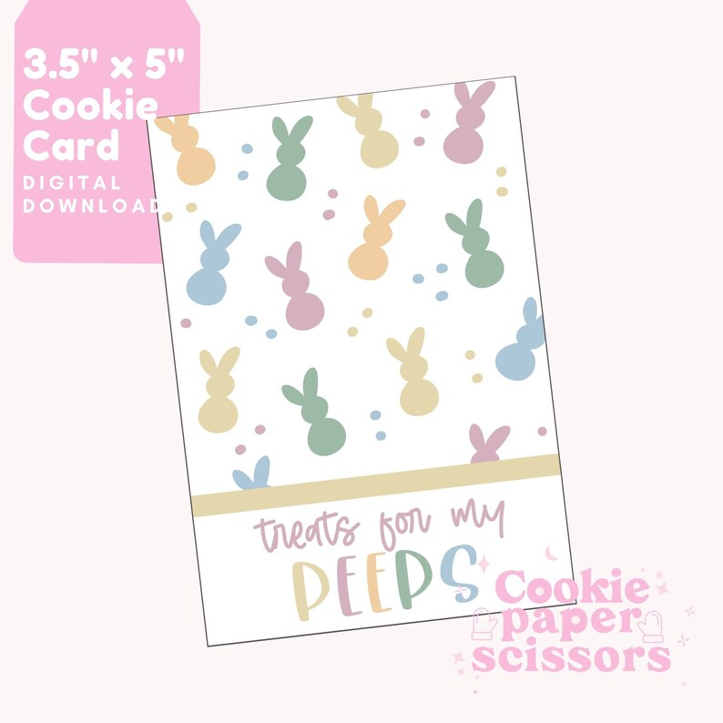 Treats for My Peeps Card - 3.5"x5" - Cookie Card - Easter Card - Easter ...