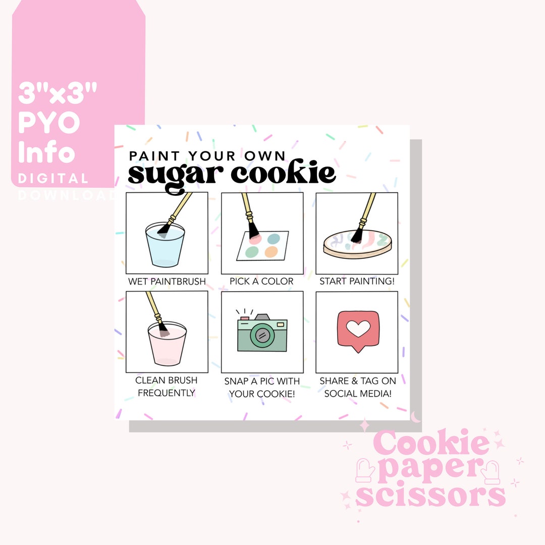 PYO Cookie Card Instructions - 3"x3" - Paint Your Own Cookie ...