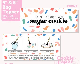 PYO Cookie Bag Topper 4 and 5 Paint Your Own | Etsy