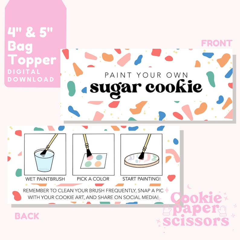 PYO Cookie Bag Topper 4 and 5 Paint Your Own - Etsy