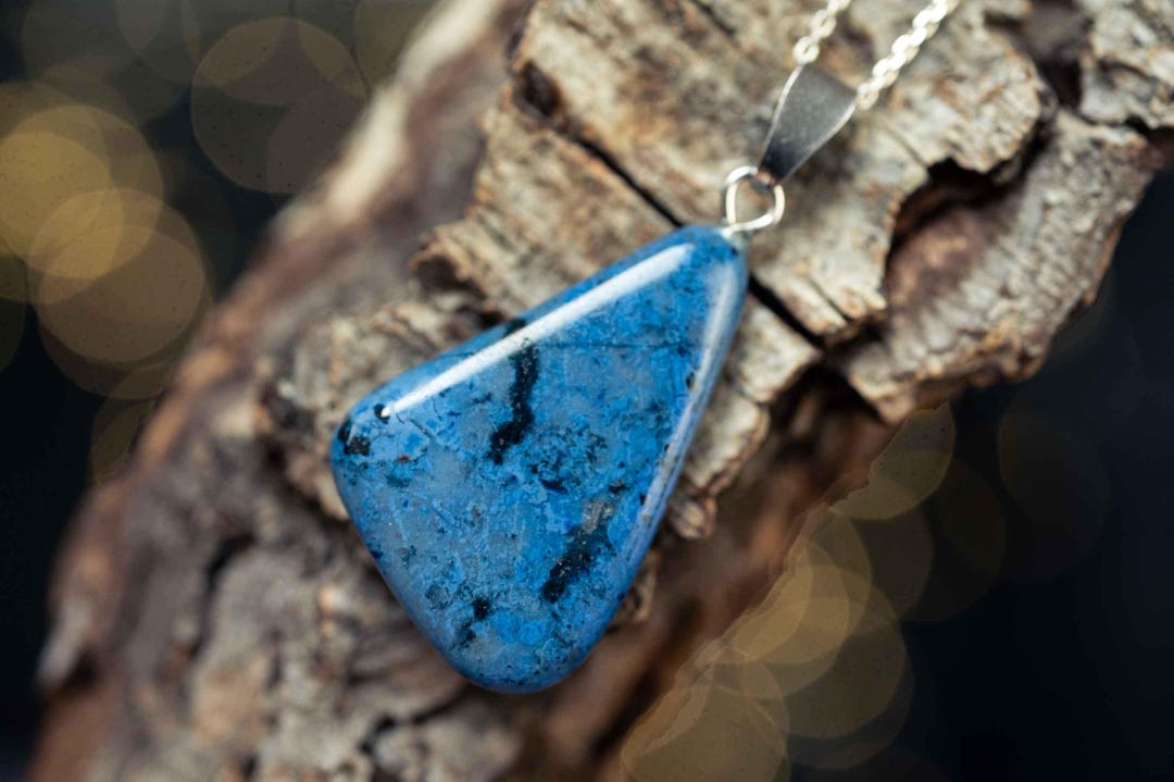 Dumortierite With 925 Silver Chain / Waldesleuchten Natural Jewelry ...