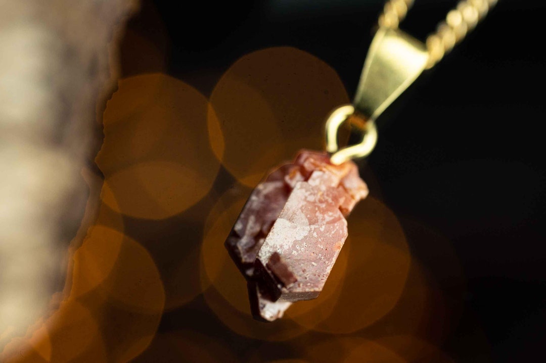 Rare Vanadinite Crystal Pendant With Gold Plated 925 Silver Chain ...