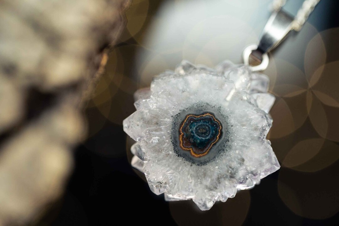 Rock Crystal Stalactite Cross Section With 925 Silver Chain / Forest ...