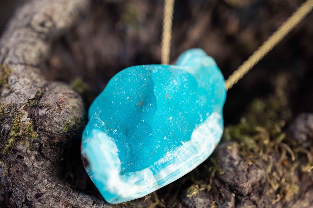 Rare Hemimorphite Crystal Pendant With 925 Chain (silver or Gold Plated ...