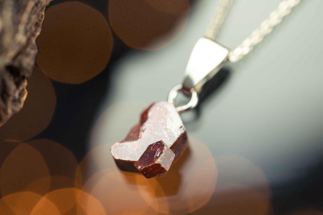 Rare Vanadinite Crystal Pendant With 925 Silver Chain / Necklace ...