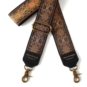 Personalized Crossbody Strap With Leather Ends | Vintage Style Woven ...
