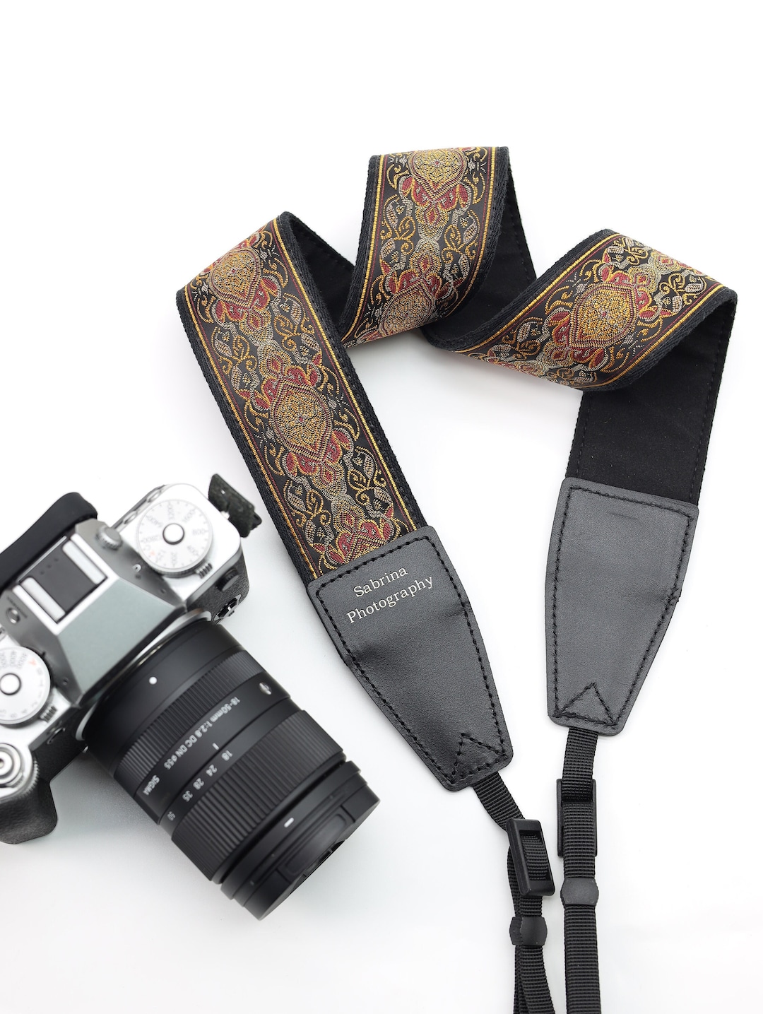 Personalized Embroidered Ribbon Camera Strap Vintage Ribbon With Gold ...