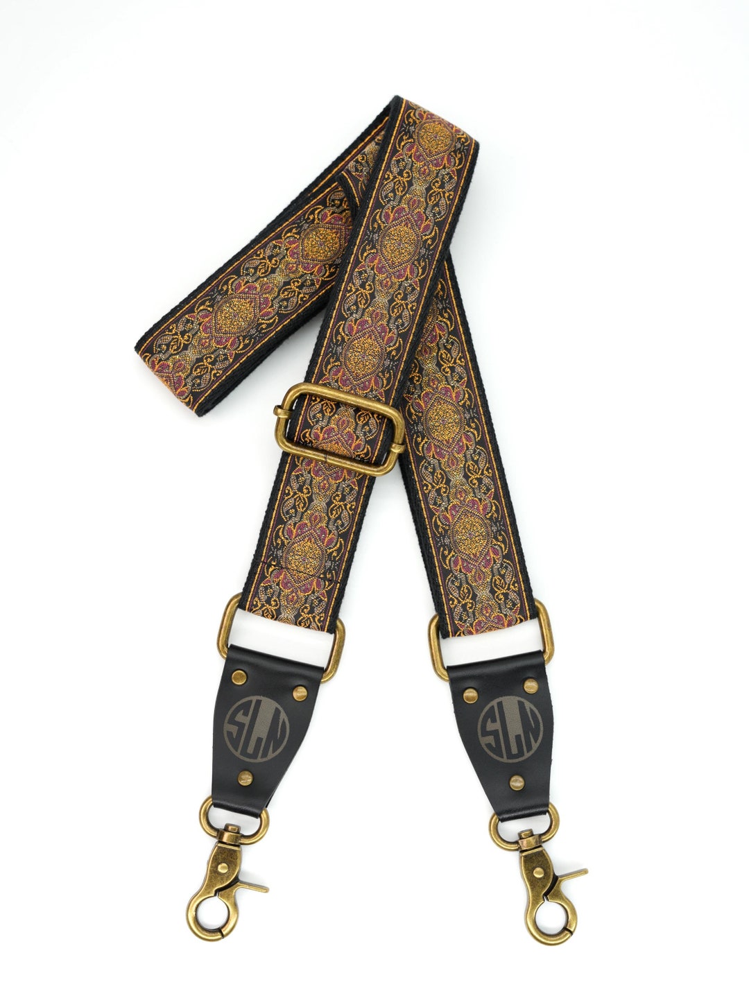 Personalized Embroidered Crossbody Strap | Vintage Style With Gold ...