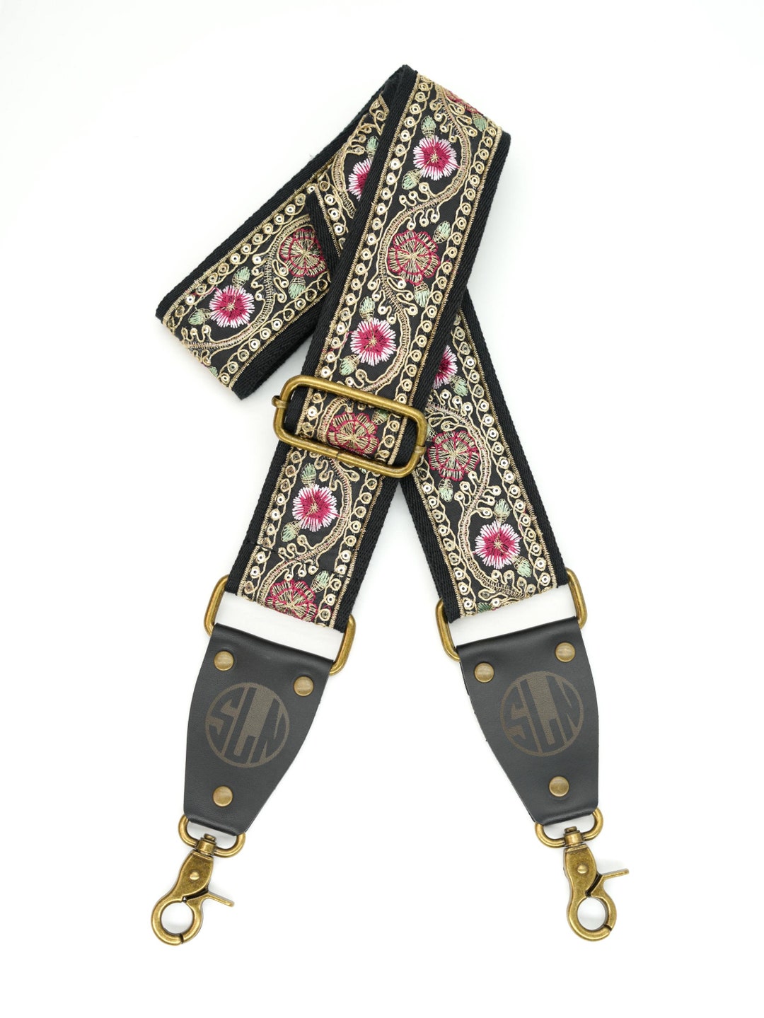 Personalized Crossbody Strap Vintage Style Strap With Gold Metallic ...