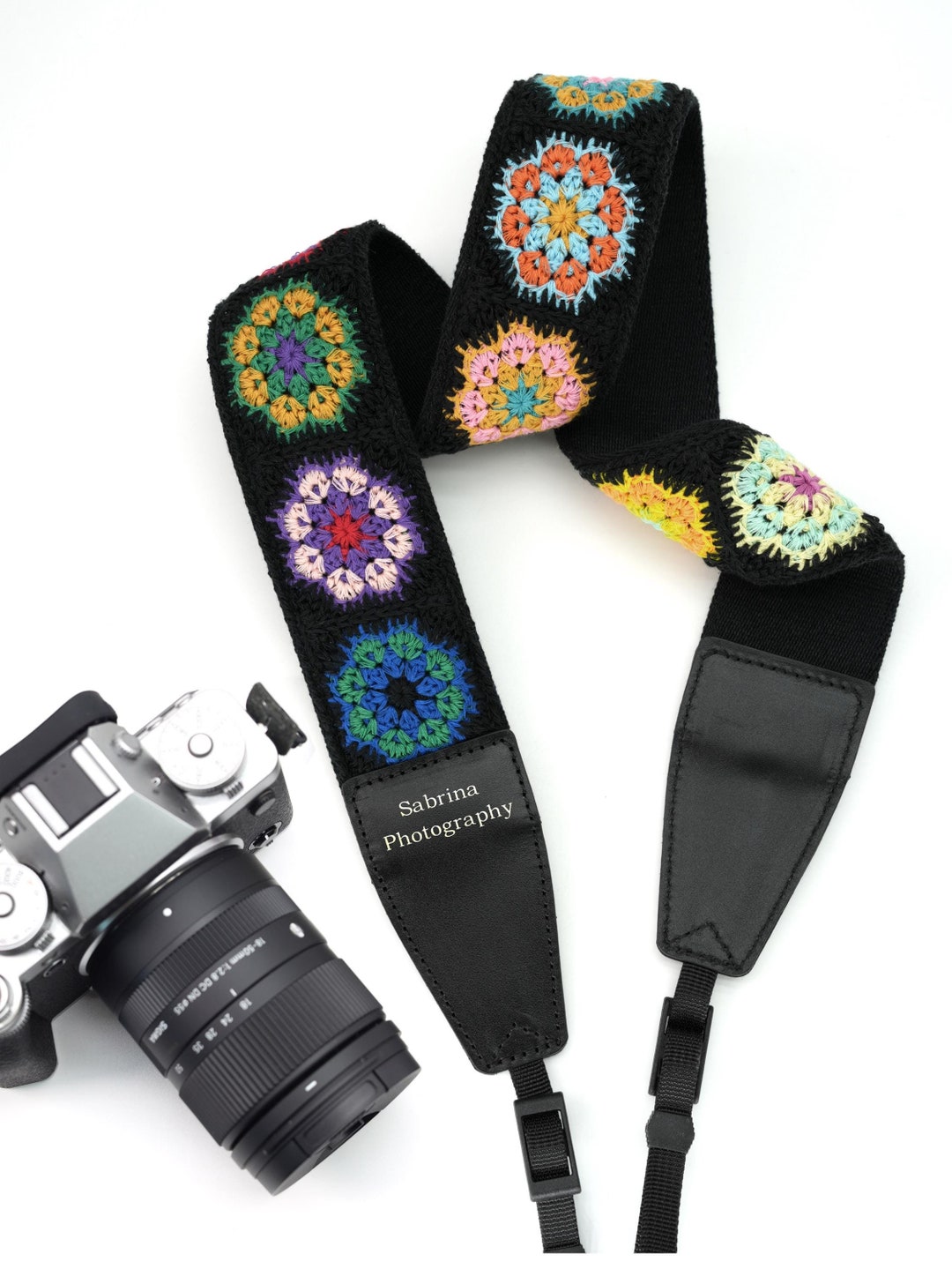 Personalized Crochet Flower Camera Strap - 2.0" Floral Ribbon | Custom ...