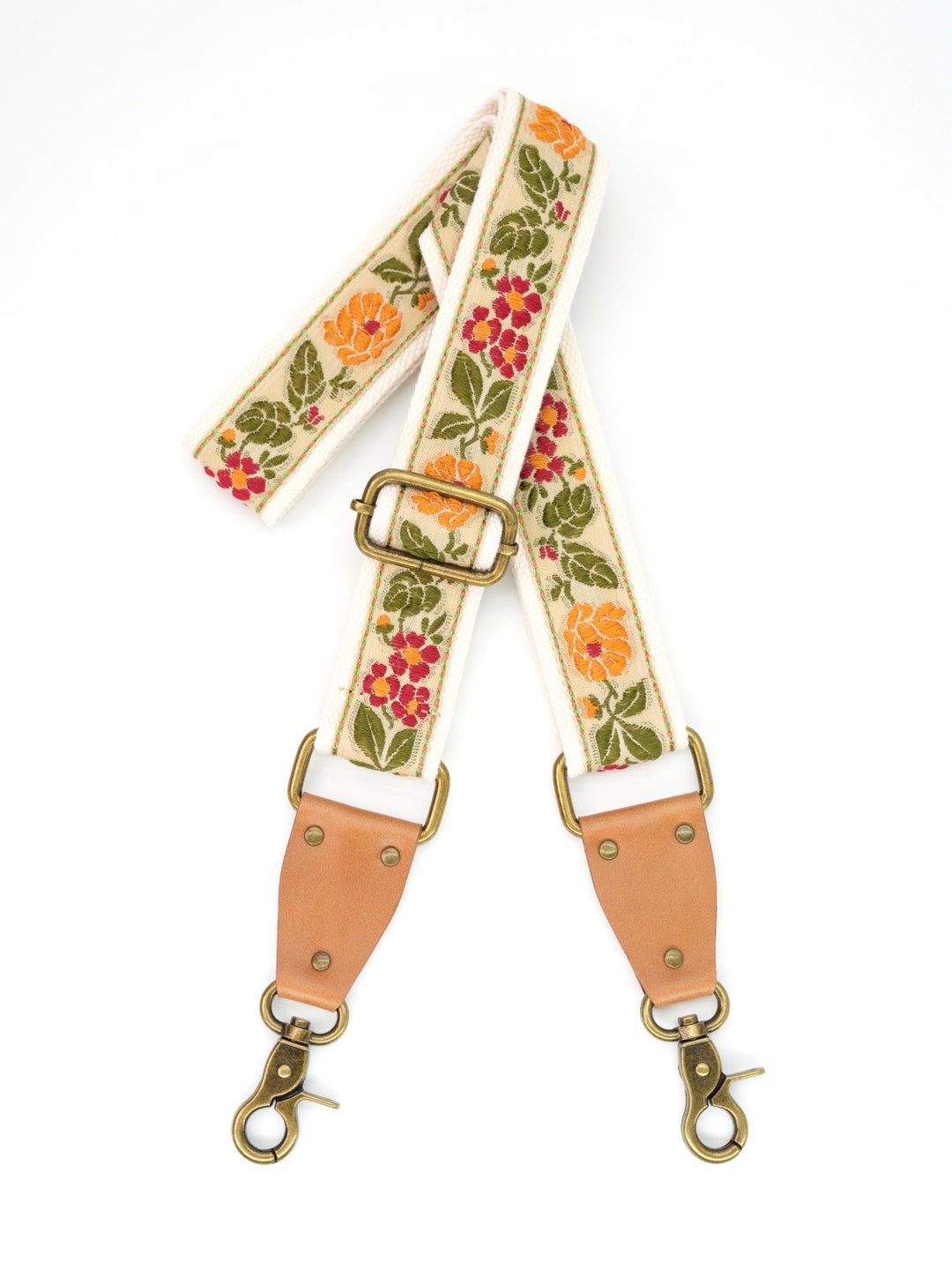 Personalized Floral Embroidered Crossbody Bag Strap | Vintage Style - Etsy