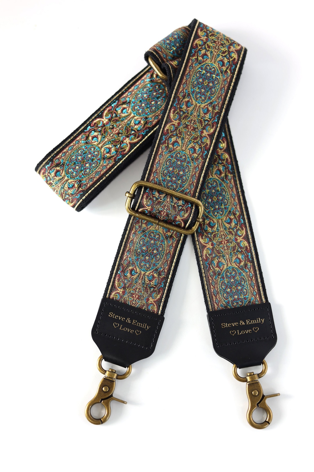 Personalized Crossbody Strap With Leather Ends | Vintage Style Woven ...