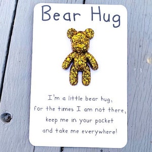 Bear Hug, Mental and Well-being Gift, Pocket Hug, Rainbow Bear, Resin ...
