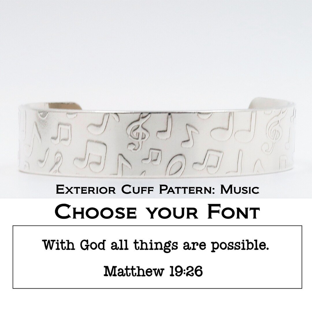 Music Cuff matthew 19:26 With God All Things Are Possible, 925 Sterling ...