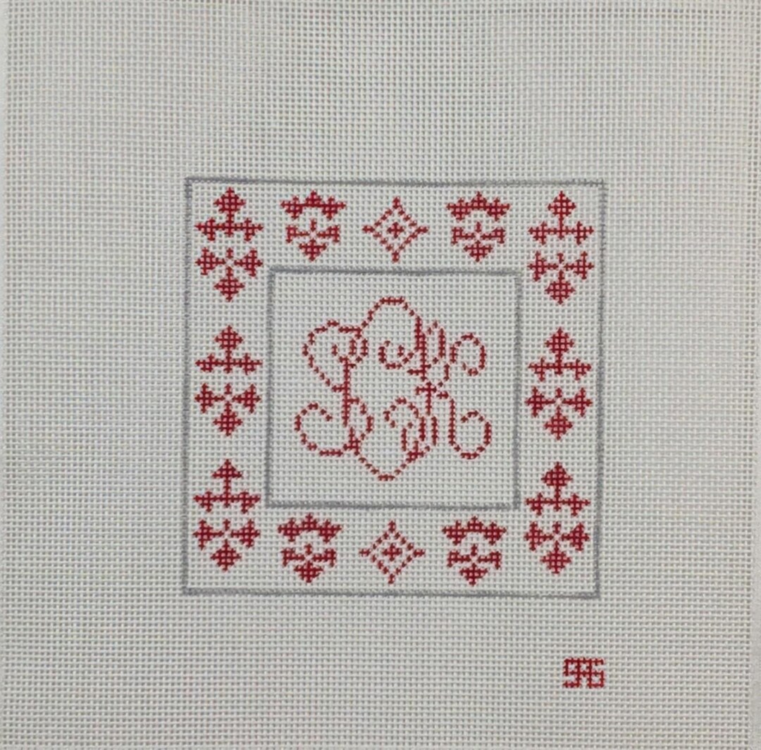Needlepoint Canvas, Custom Monogram, Handpainted 4" X 4" Design 18 Ct ...