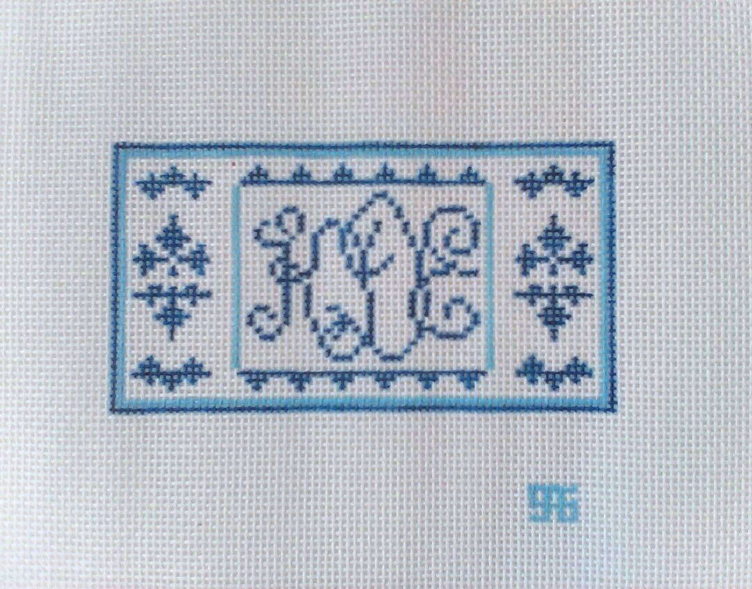 Custom Monogram, Font, Color, Design 2x4, 18 Count Mesh, Hand Painted ...