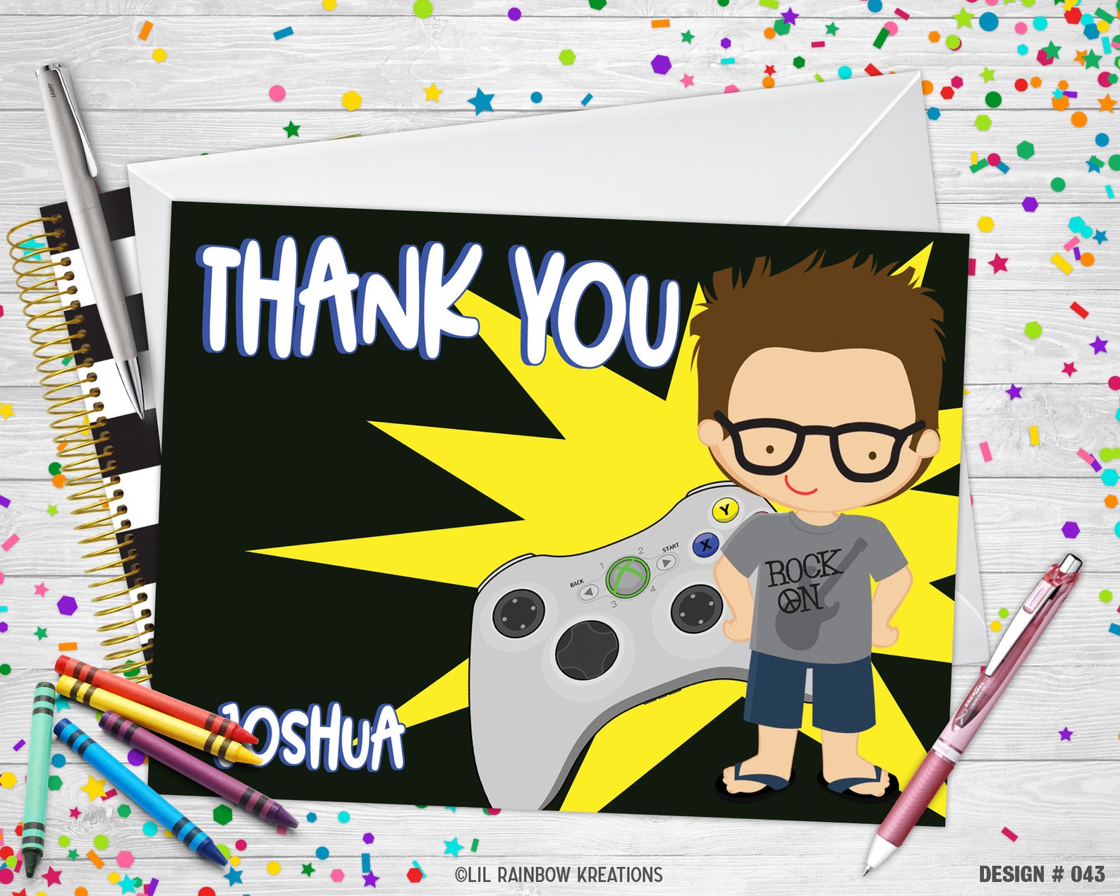 043 | Gamer Party Invitation & Thank You Card - Etsy