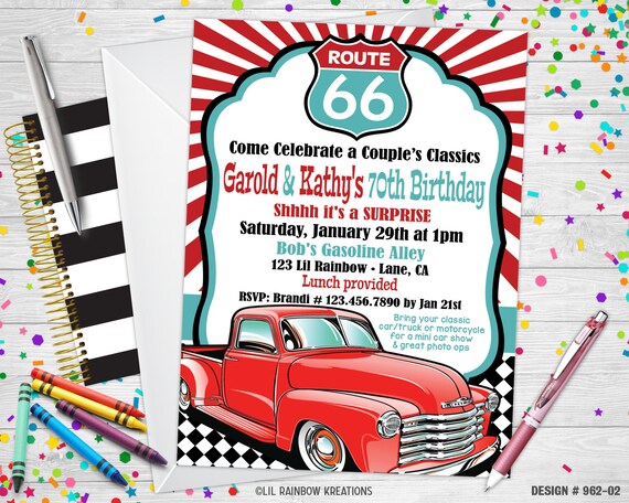 862-02 Route 66 Party Invitation | Etsy