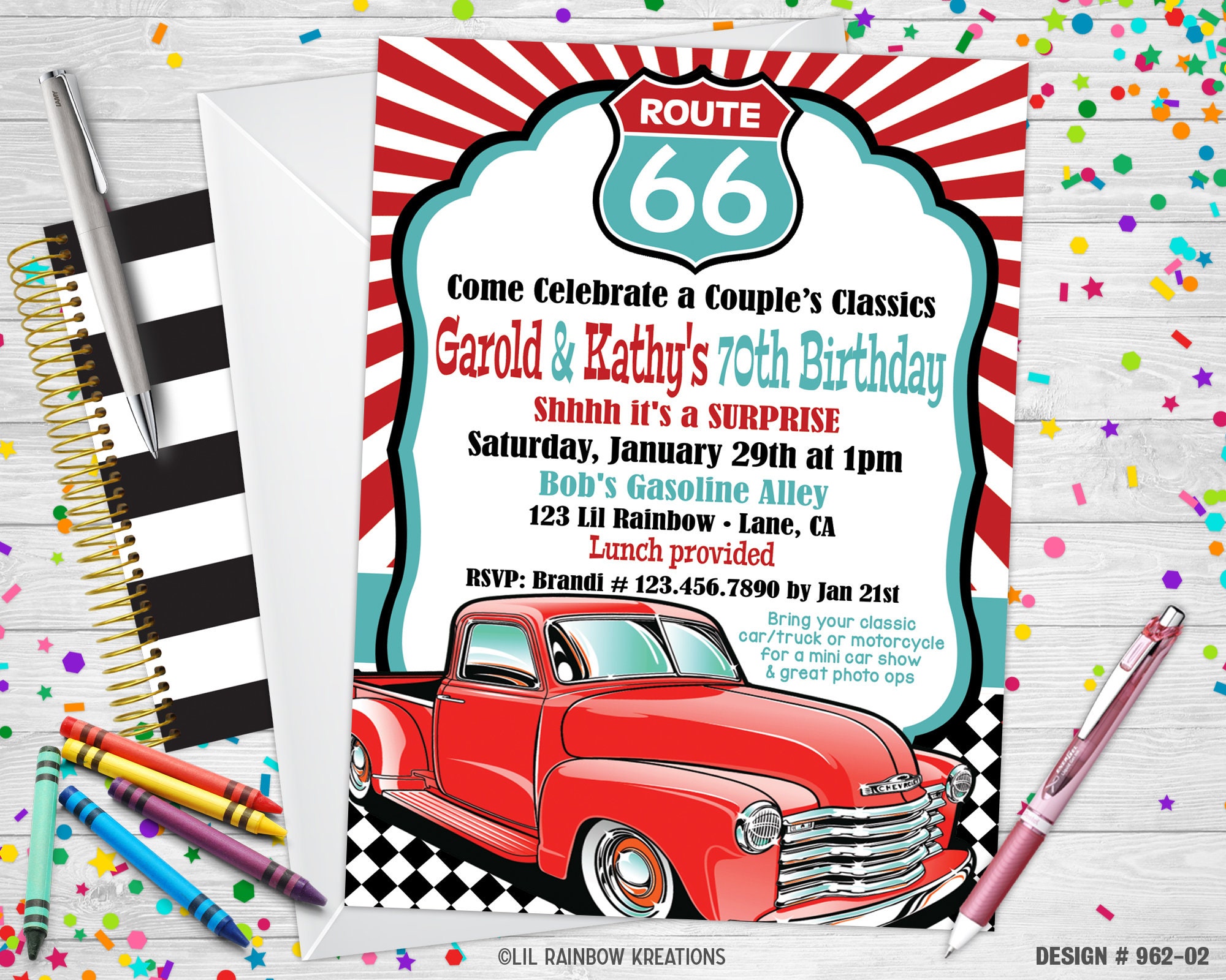862-02 | Route 66 Party Invitation - Etsy
