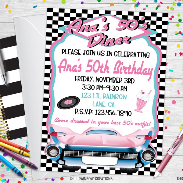 50s Party Invitation - Etsy