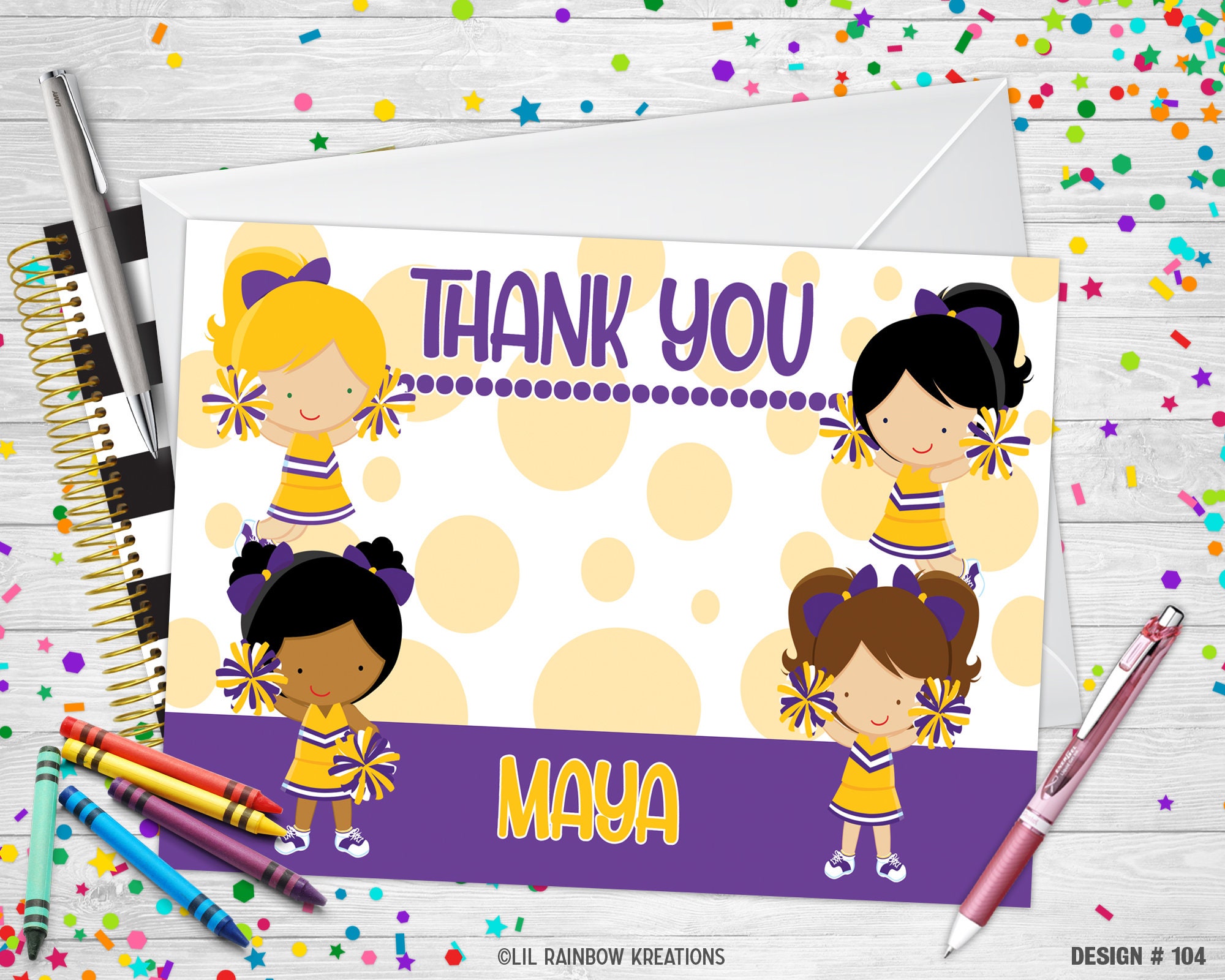104 | Cheerleader Party Invitation & Thank You Card - Etsy UK