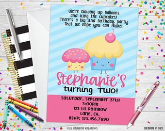 Birthday Invitation 7x5 Cupcake Sweets Cupcake Invitation Party ...