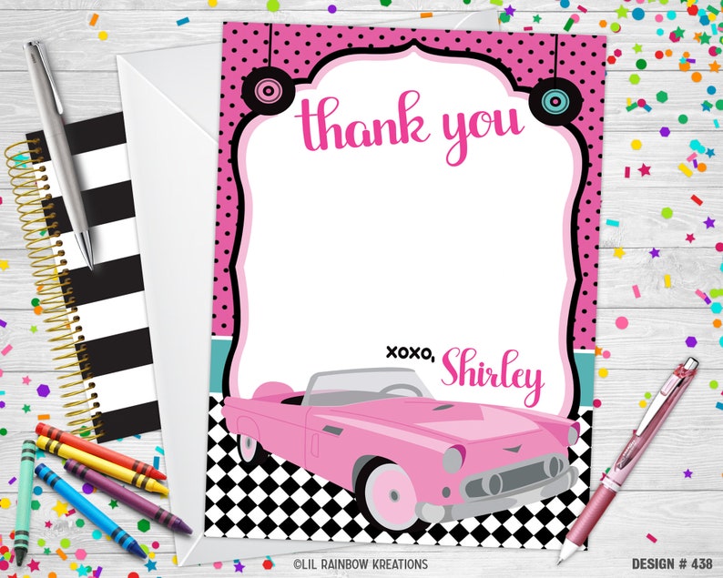 438 | 1950's Pink Chevy Party Invitation - Etsy