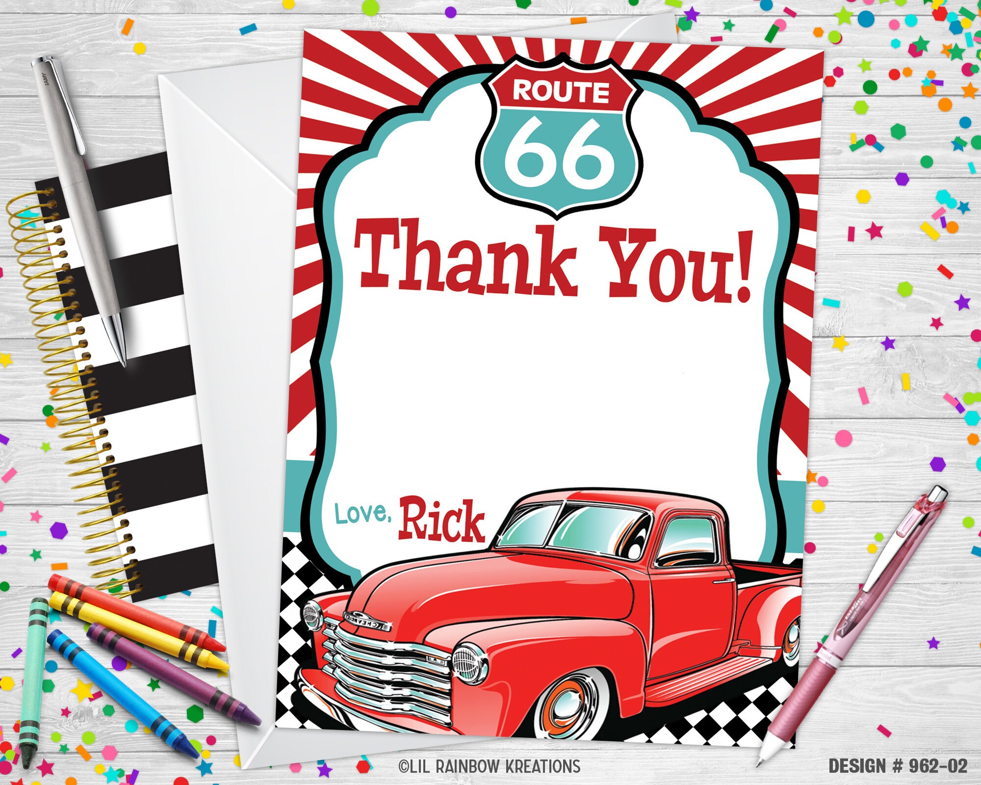 862-02 | Route 66 Party Invitation - Etsy