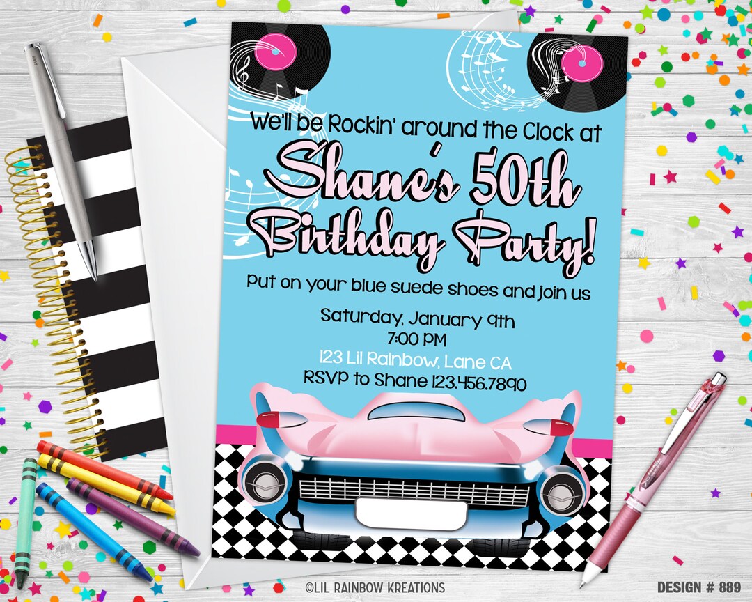 889| 1950's Chevy Party Invitation - Etsy