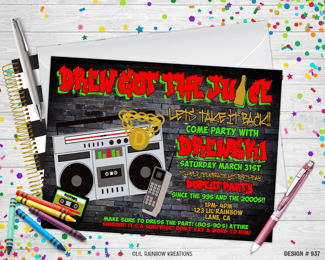 937 | Funky Boombox Hip Hop Party Invitation - Etsy