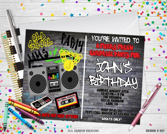 927 Funky Fresh Hip Hop Party Invitation | Etsy