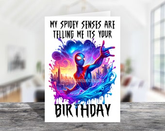 Spiderman Birthday Card - Set of Spiderman Cards - Birthday Card ...