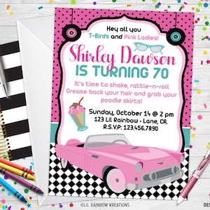 438 | 1950's Pink Chevy Party Invitation - Etsy