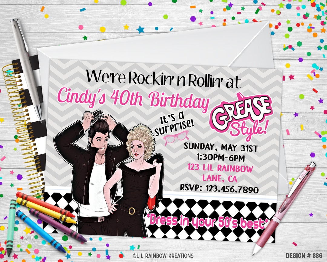 886 | Grease Party Invitation - Etsy