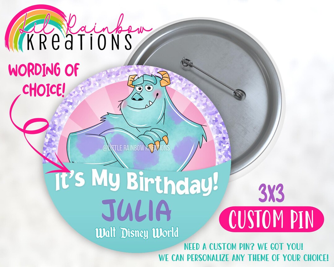 Sully | Birthday Pin Button - Etsy