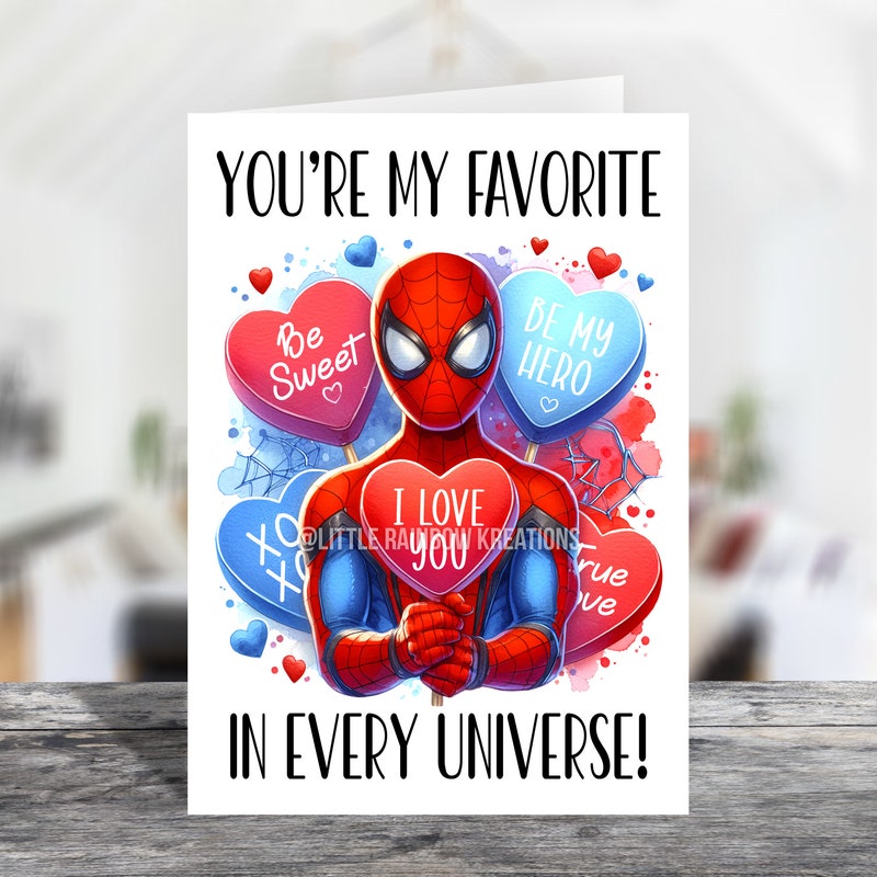 Spiderman Valentine Card - Etsy