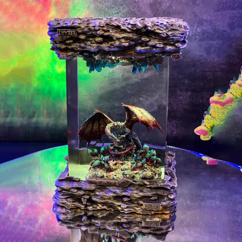 Dragon Gem Game Character Epoxy Resin Lamp, Resin Art, Custom Epoxy ...