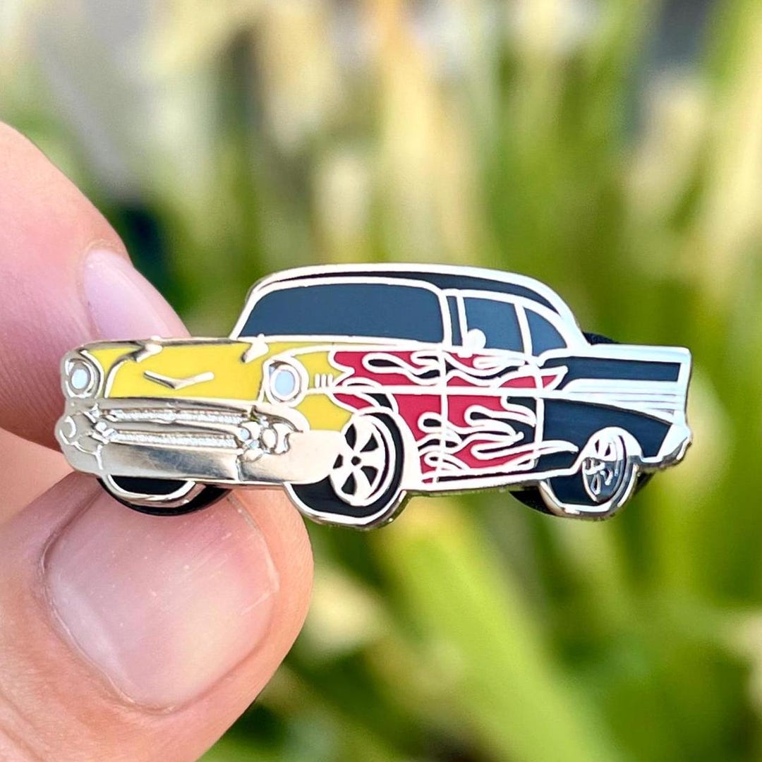 1957 Bel Air Flames Enamel Pin: Hot Rod Collector - Etsy