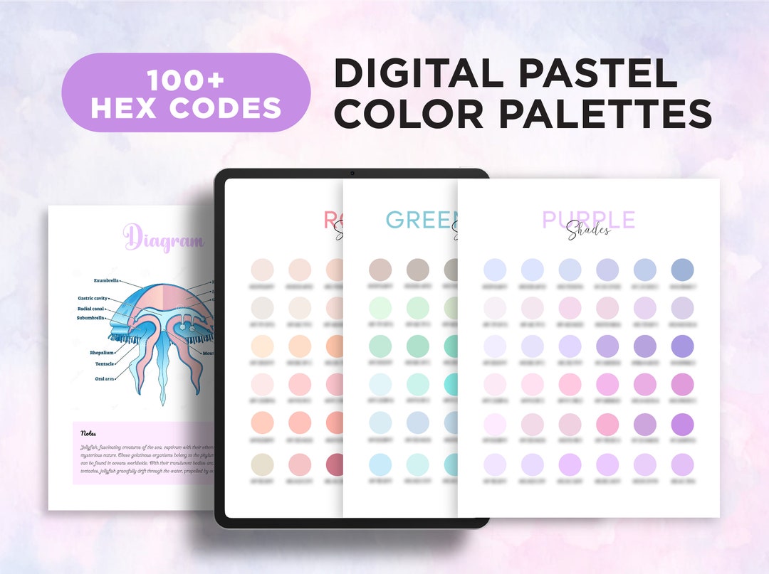 Pastel Color Palette for Digital Notes & Digital Planning Hex - Etsy