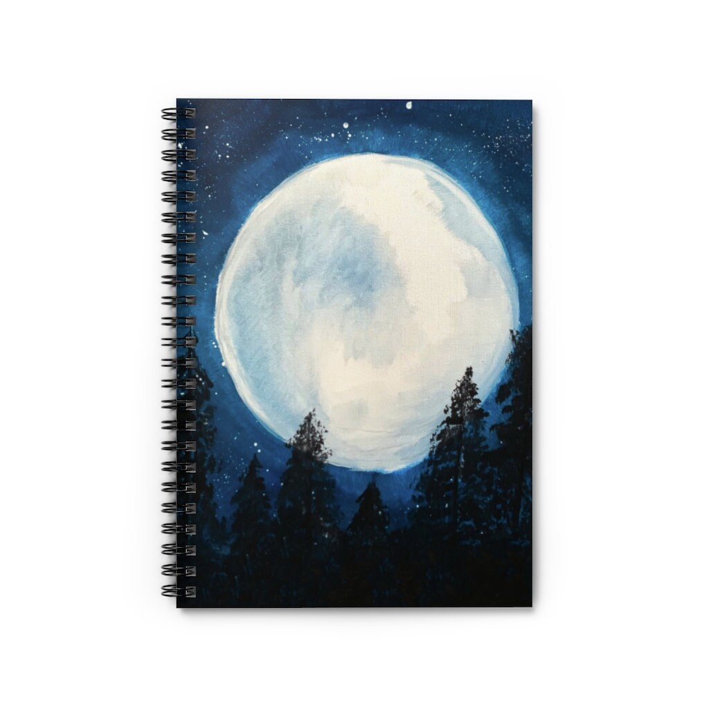 Full Moon in the Forrest Spiral Notebook Ruled Line, Full Moon Notebook ...