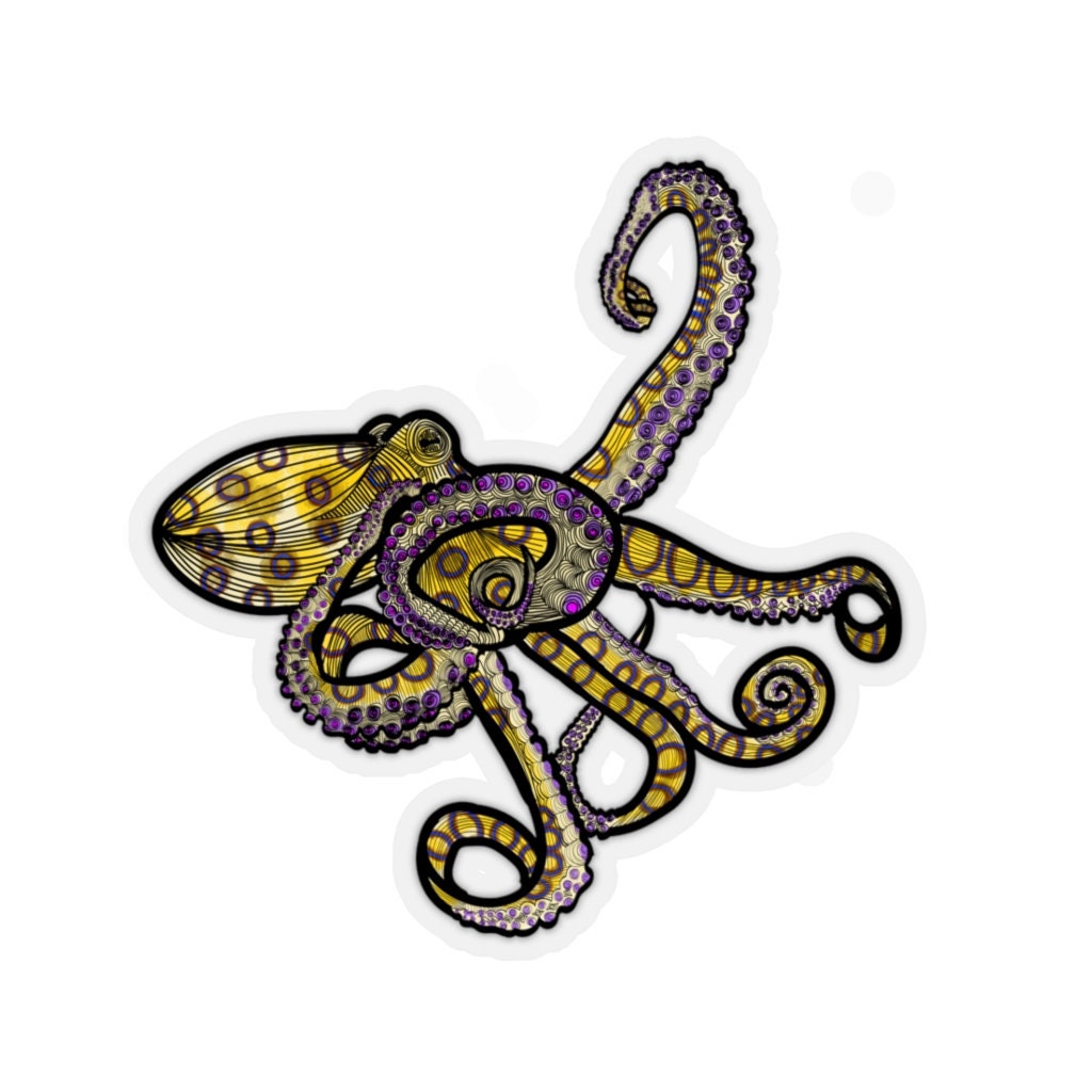Blue Ringed Octopus Kiss-cut Vinyl Sticker Laptop Sticker - Etsy