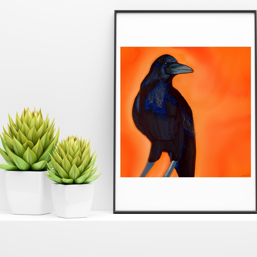 Crow Digital Print, Digital Art Print, Art Print PDF File, A3, A4, &A5 ...