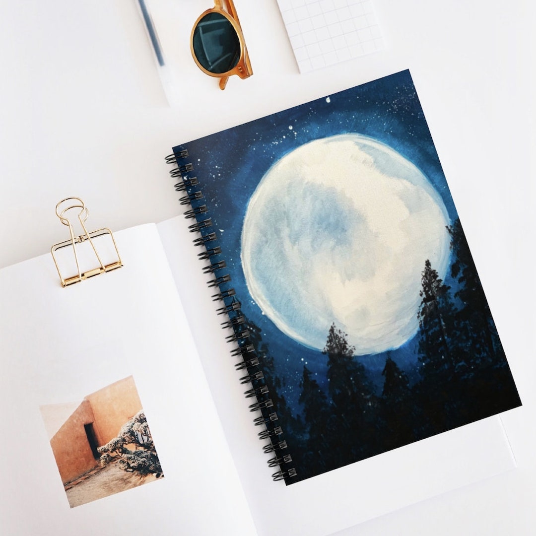 Full Moon in the Forrest Spiral Notebook - Ruled Line, Full Moon ...