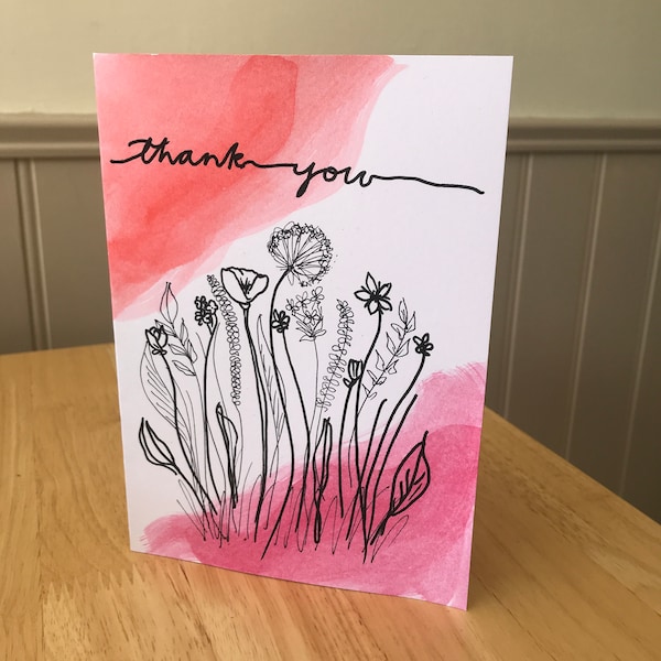 Hand Drawn Thank You Card - Etsy UK