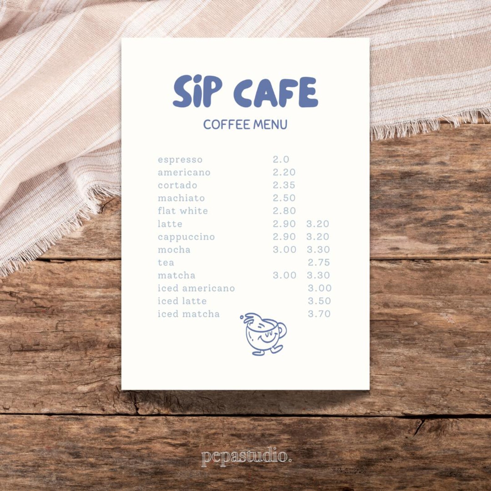 Cafe Menu Editable Template, Food & Drinks, Customisable Coffee Menu ...