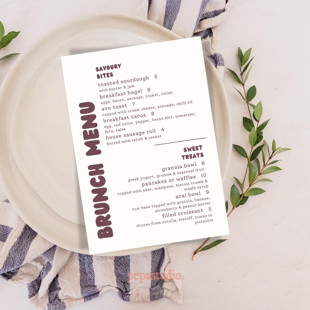 Cafe Menu Design Template Set of 3, Food & Drinks, Brunch, Dinner ...