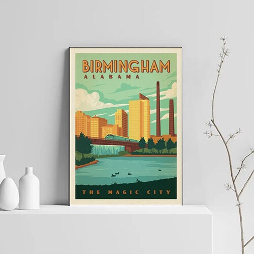 1981 Birmingham Alabama Map Vintage Birmingham Poster Art - Etsy