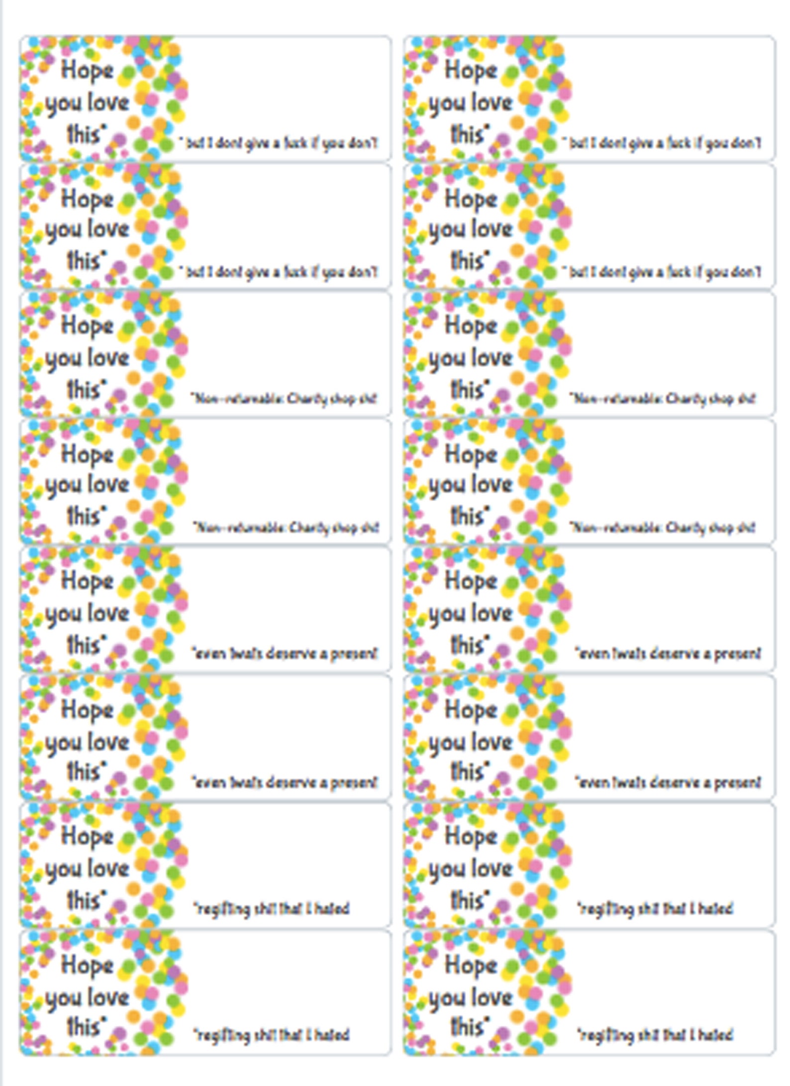 Rude Gift Tag Sticker Sheet, Rude Parcel Labels - Etsy