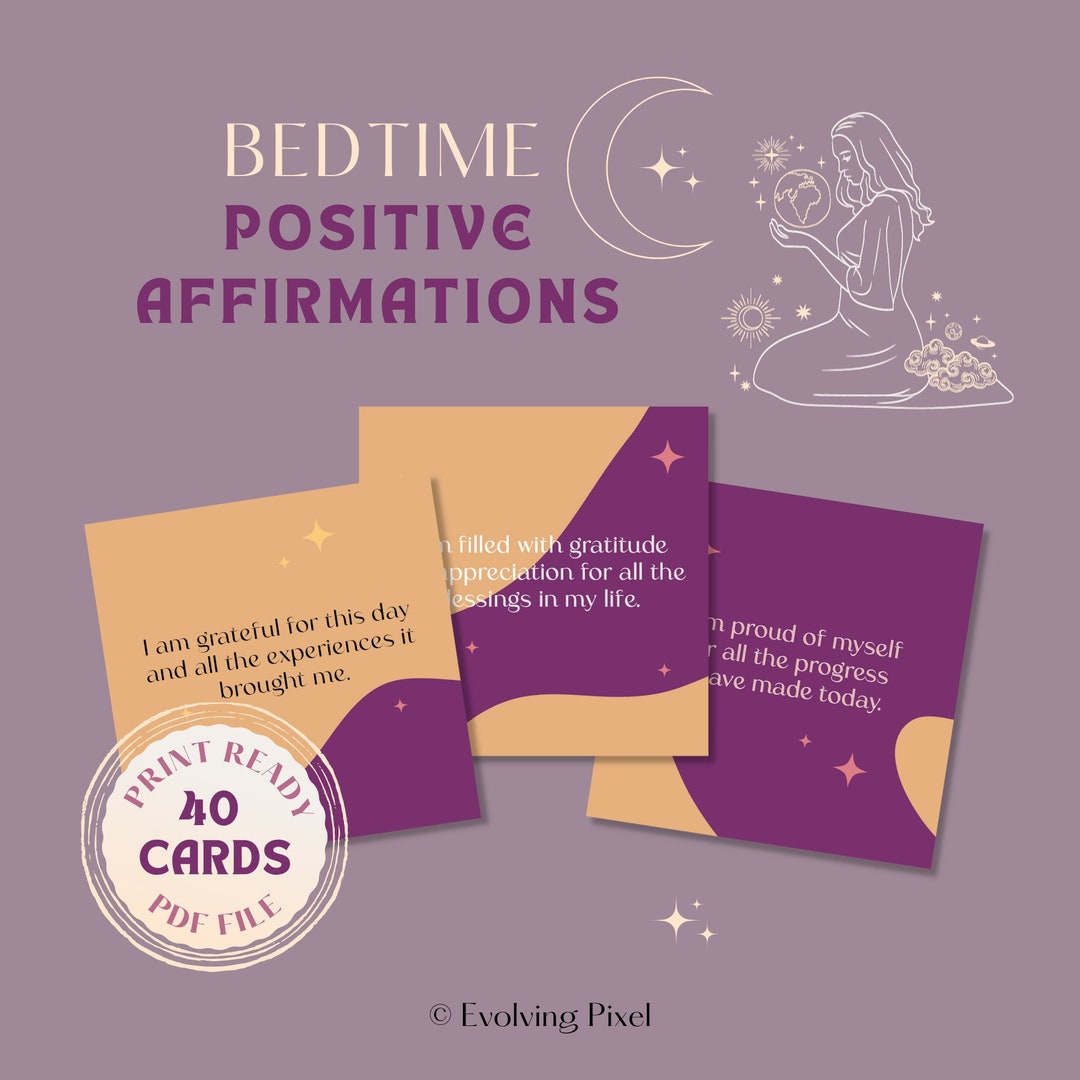 Bedtime Affirmations Cards | Positive Affirmations Before Sleep | Night ...