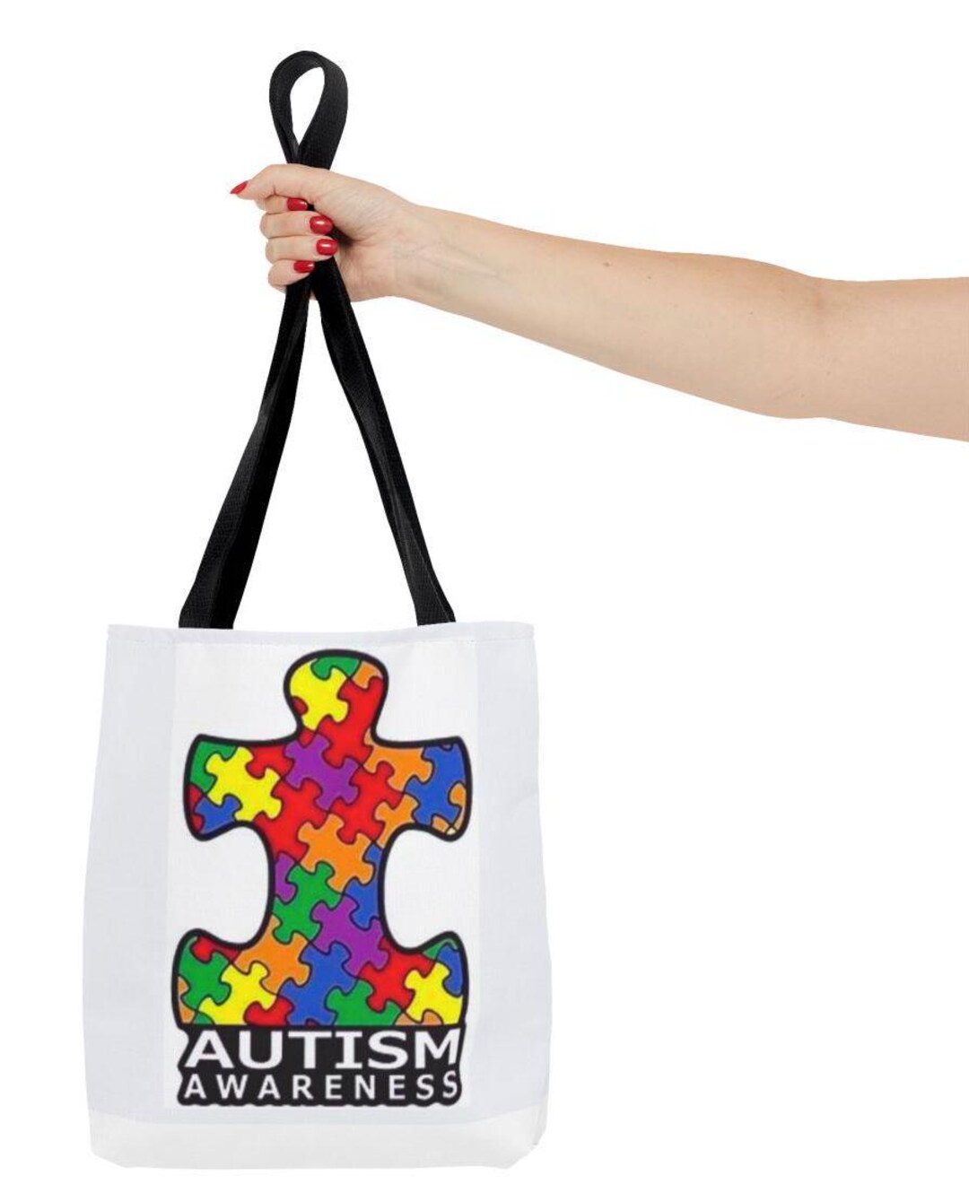 Autism Awareness Tote Bag, Puzzle Pattern Shoulder Bag, Reusable Eco ...